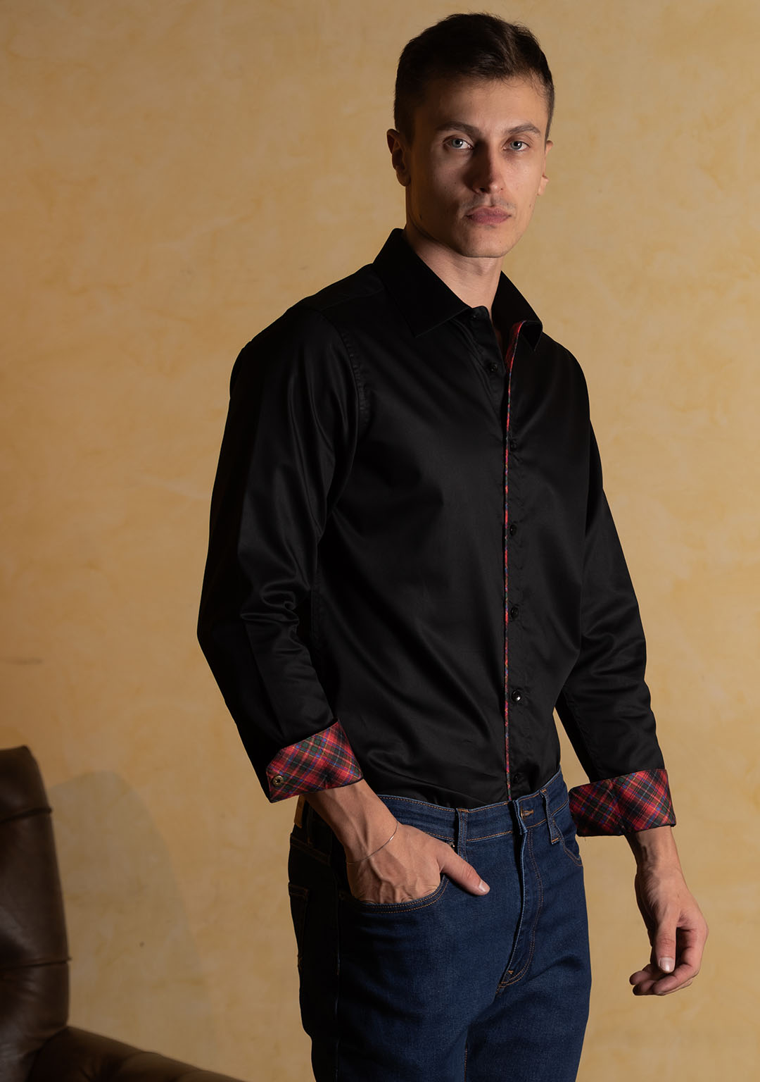 Buy Onyx with Red Checks Print Classic Mens Shirt Online India | Free ...